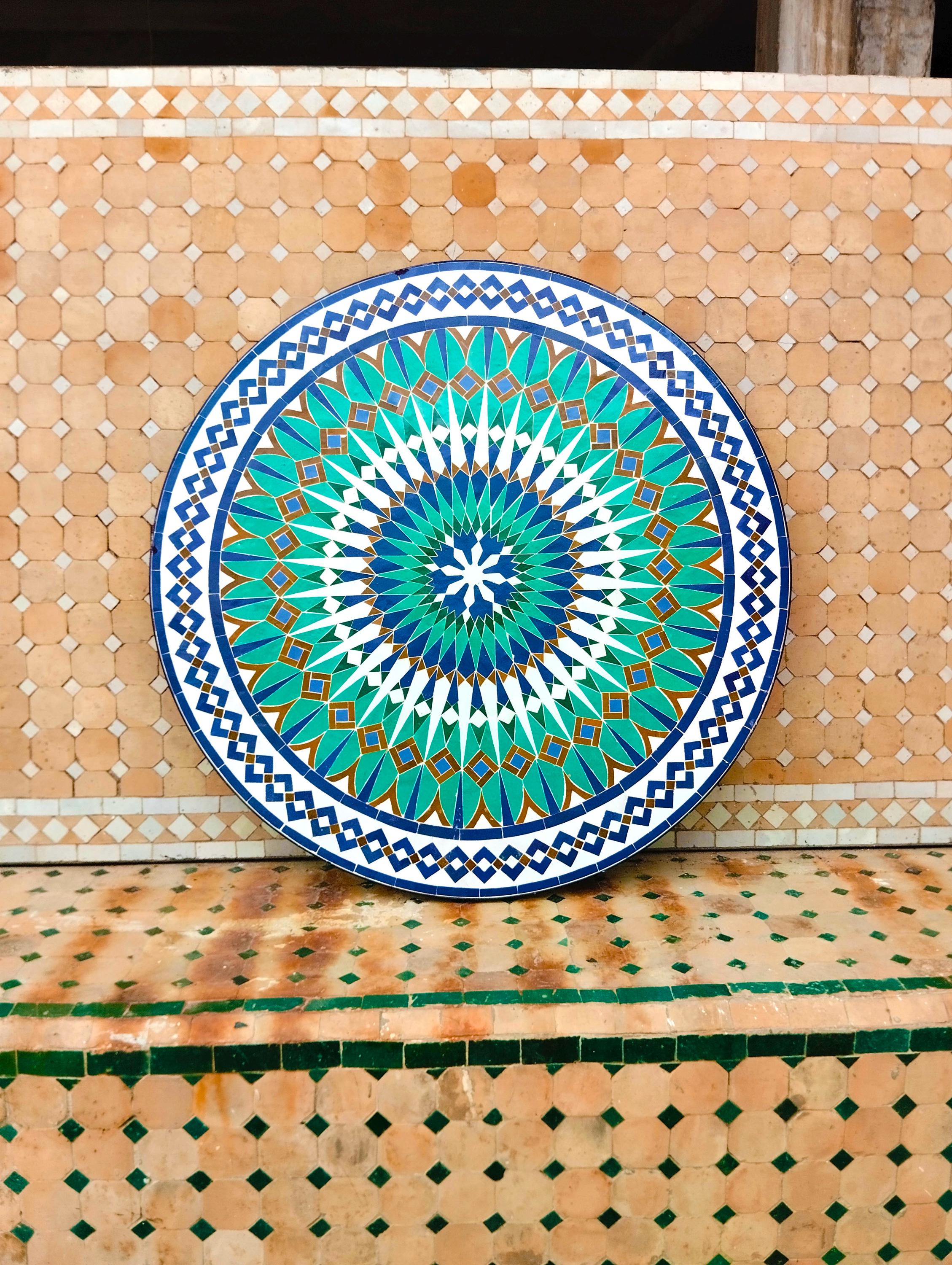 Hand-assembled Tile Table | Round Moroccan Mosaic Outdoor Art - Etsy