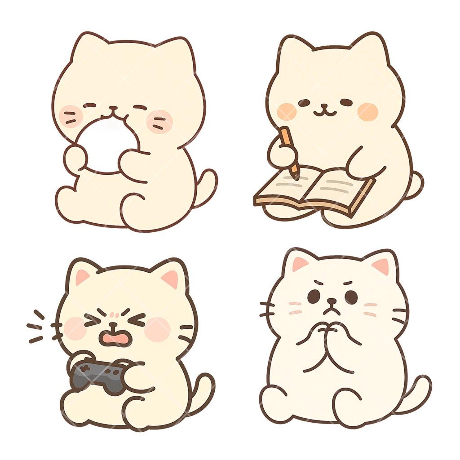 12+ Mochinyang Daily Life PNG Sticker Set – Cat Clipart for Digital Use ...