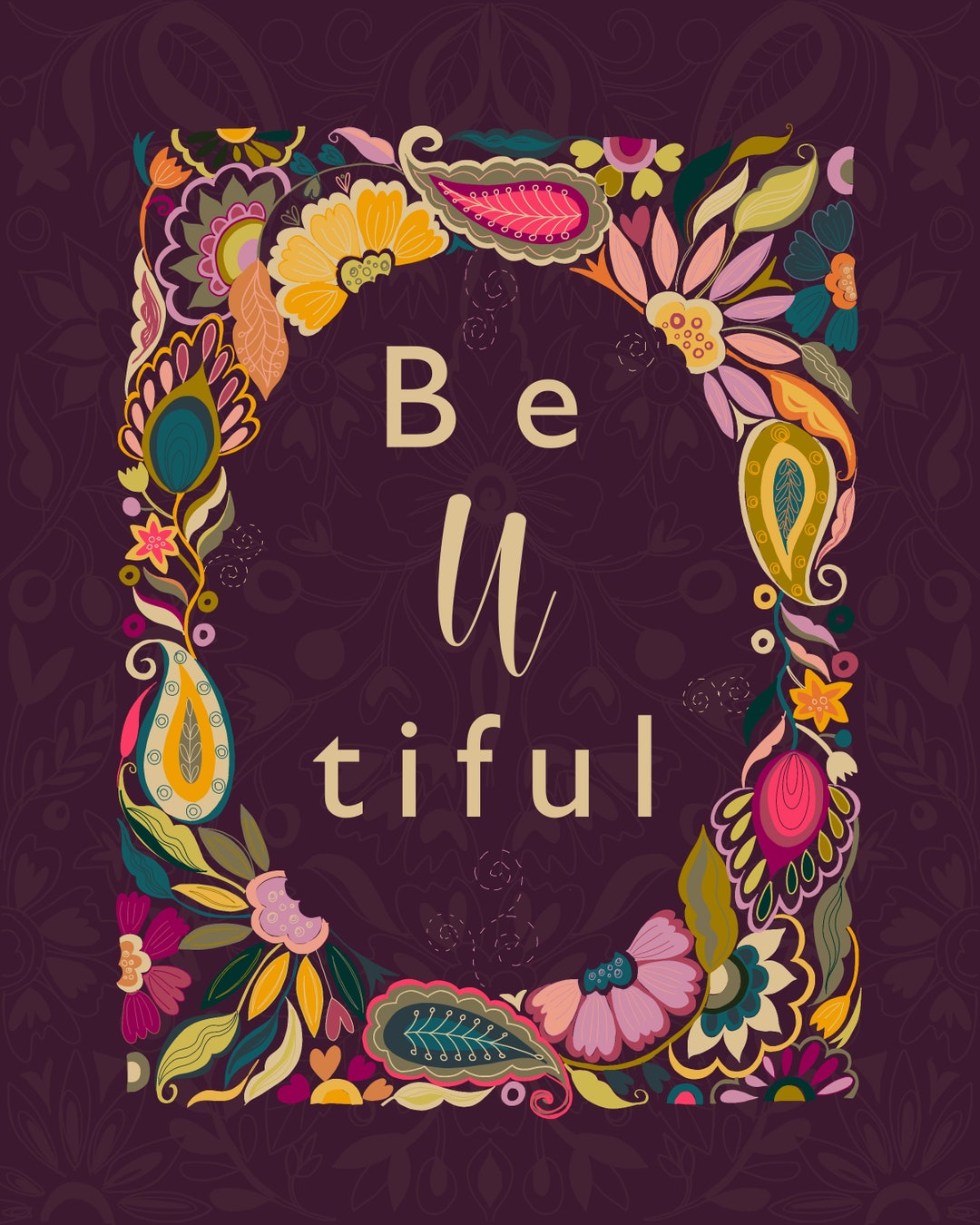Beutiful Floral Paisley Art Print – Inspirational Wall Decor (8x10) - Etsy