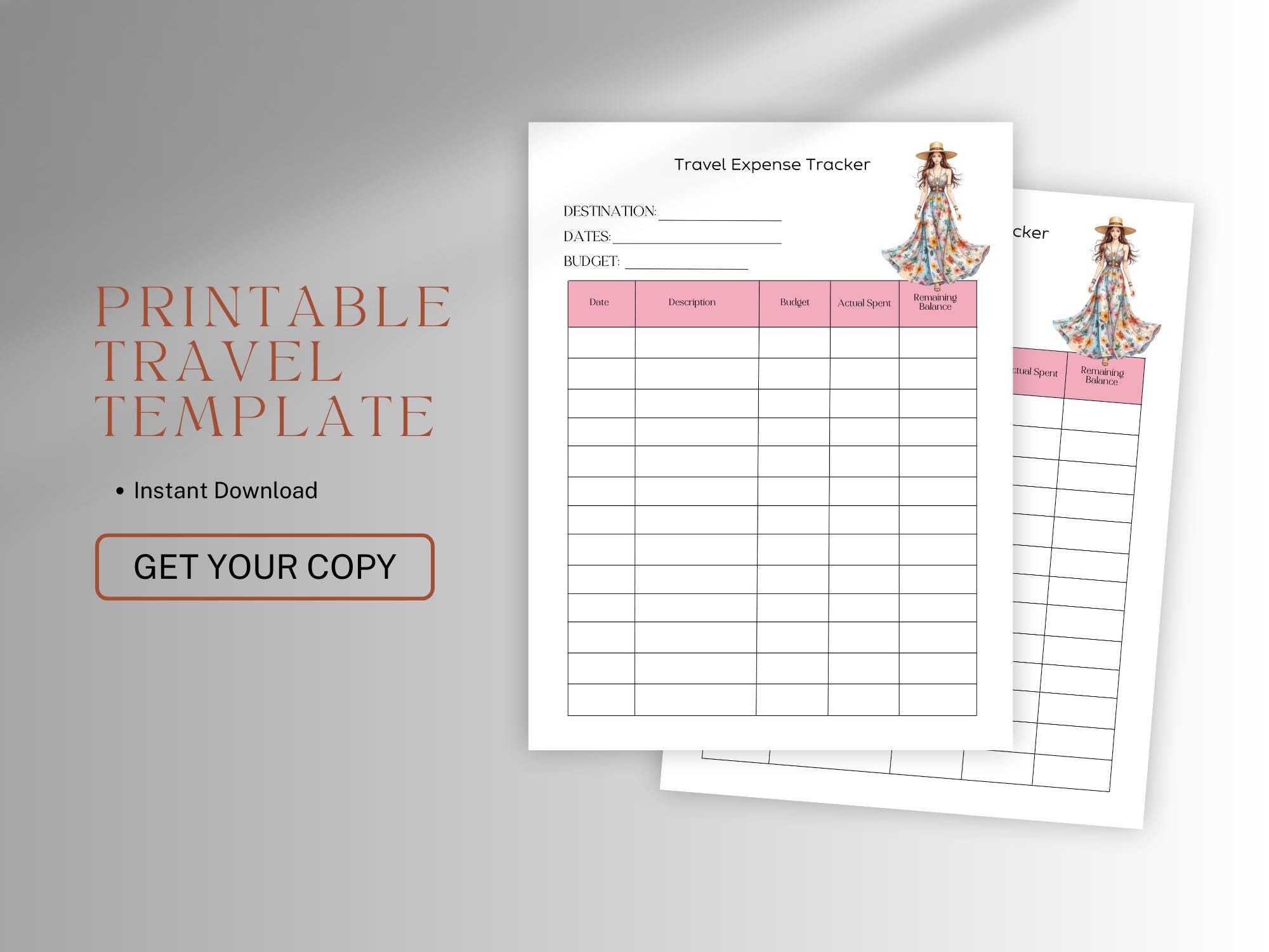 Printable Travel Expense Tracker PDF | Vacation Budget Sheet | Travel ...