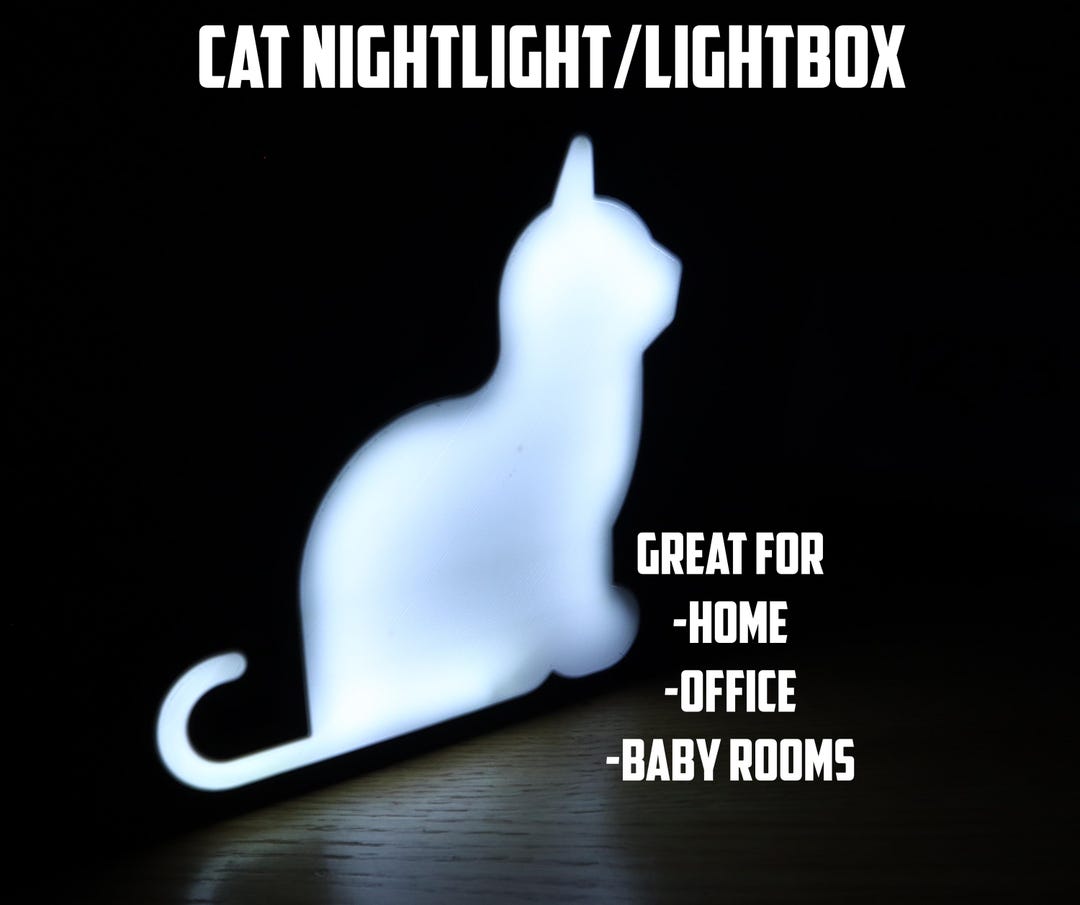 Cat Lightbox, 3d Printed Lamps, Bedside Lamps, Nightlight - Etsy