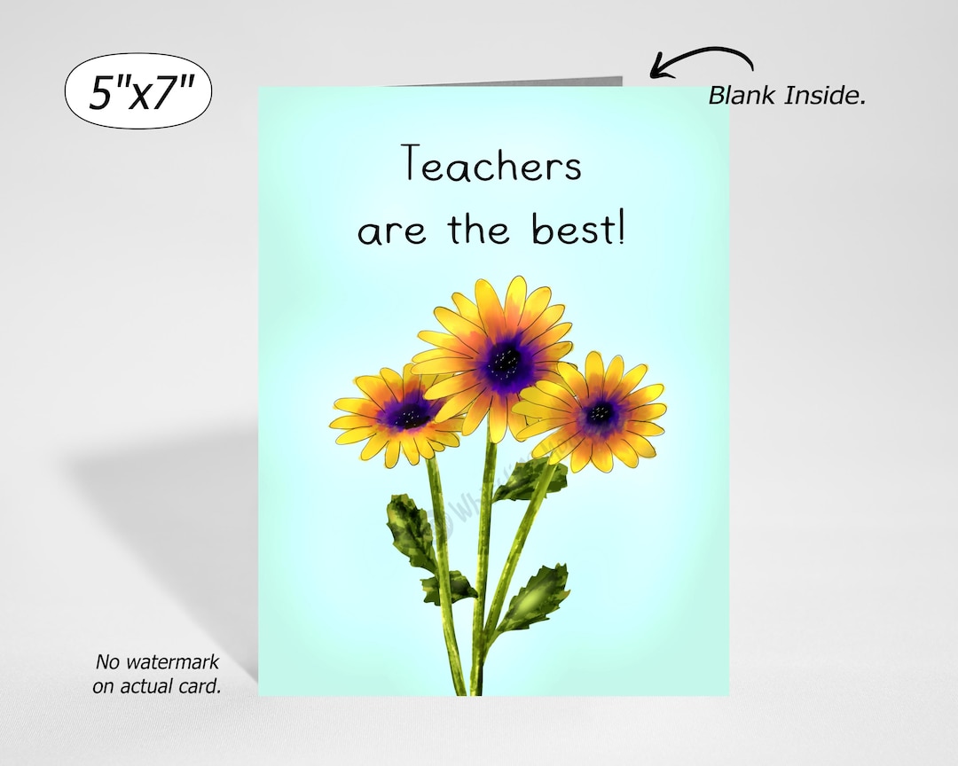 Teacher Appreciation Card: Flowers - 5x7 - Etsy