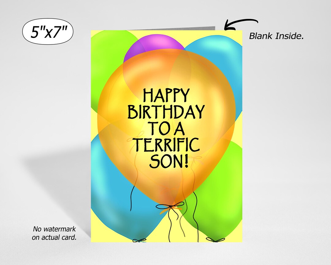 Birthday Card for a Terrific Son - 5x7 - Etsy
