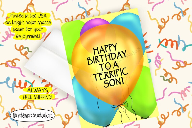 Birthday Card for a Terrific Son - 5x7 - Etsy