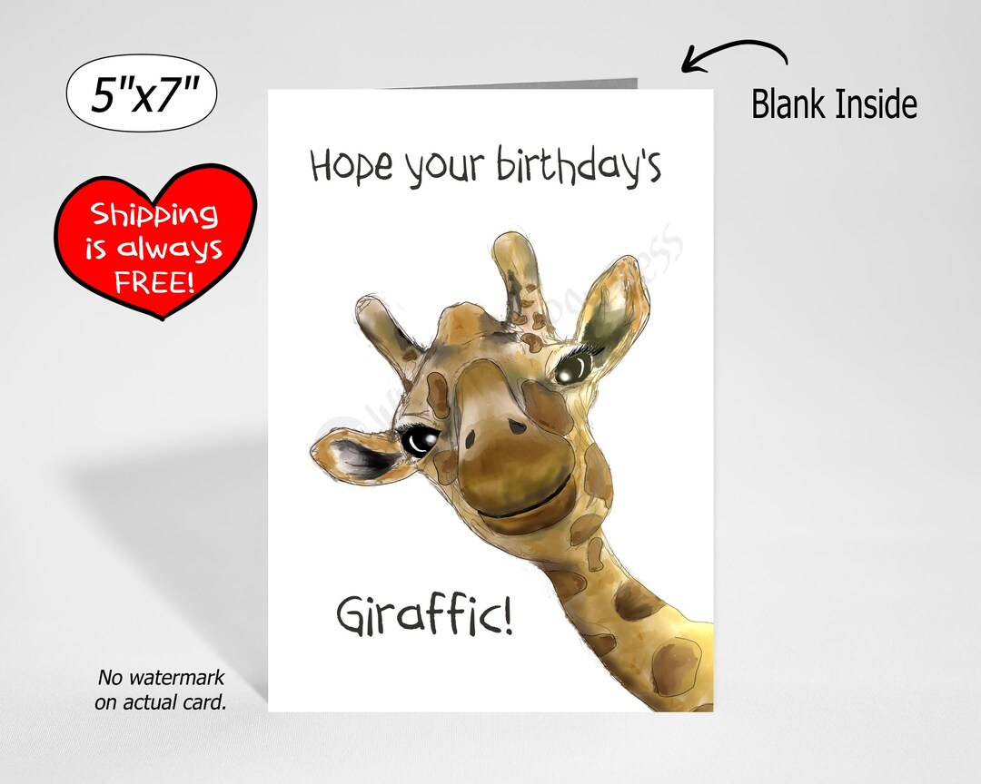 Giraffe Birthday Card for Any Ages: Giraffic! 5x7 - Etsy