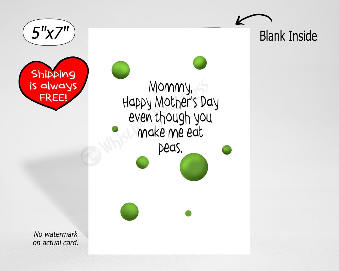 Funny Mother's Day Card, Mommy, PEAS! - 5x7 - Etsy