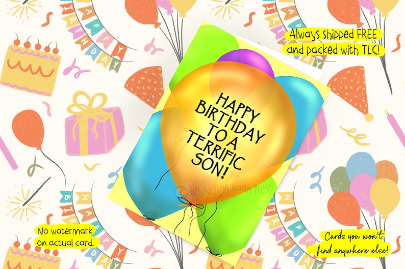Birthday Card for a Terrific Son - 5x7 - Etsy