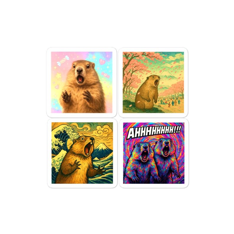 Screaming Marmot Sticker Set – Funny Meme, Kawaii Ukiyo-e Designs - Etsy