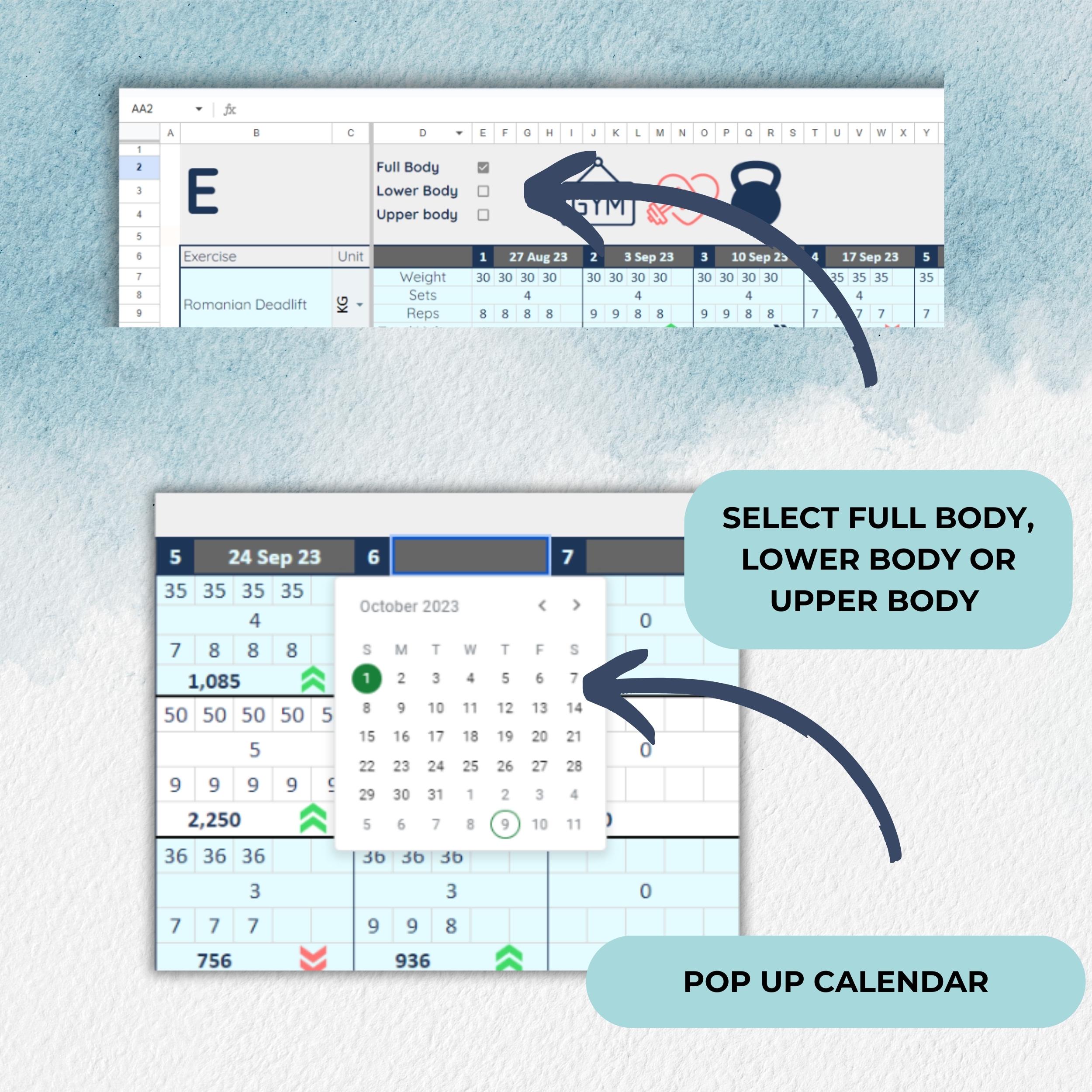 Weightlifting Google Sheets Tracker Compatible With Iphone, Gym ...