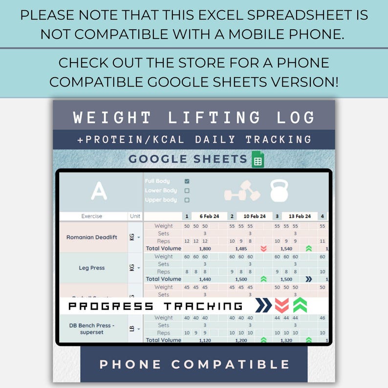 Weightlifting Excel Template for Tracking Weights, Sets and Reps ...