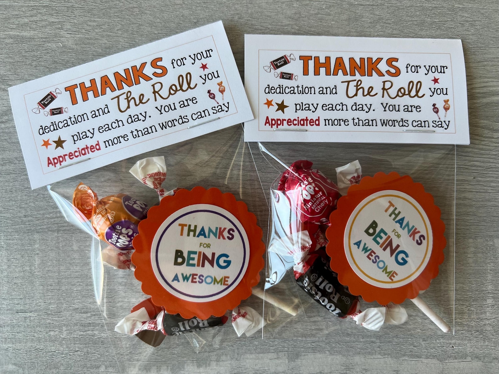 THANKS for Your Dedication & Roll You Play- Sweet Thoughts Goody Bags ...