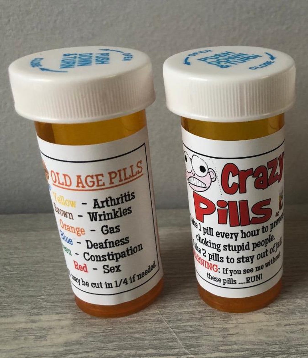 Old Age & Crazy Pill Medicine Bottles - GAG Gifts - Prescription Bottle ...