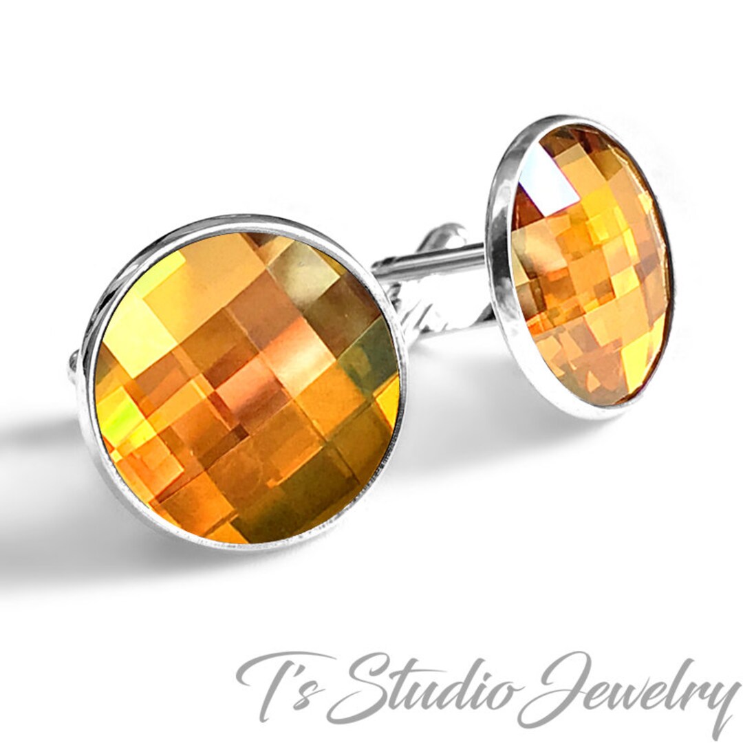 Jewel Tone Topaz Yellow Swarovski Crystal Large Round Chessboard ...