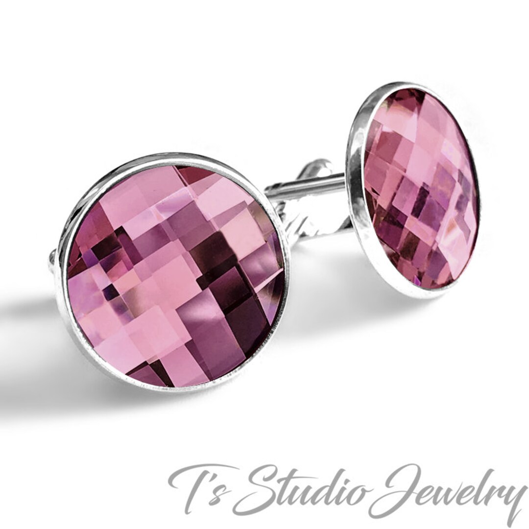 Jewel Tone Antique Pink Swarovski Crystal Large Round Chessboard ...