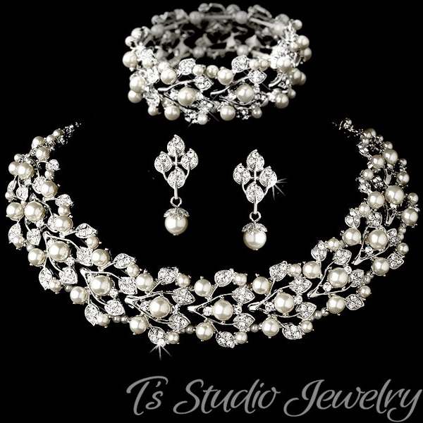 Bridal Choker and Earring Set - Etsy