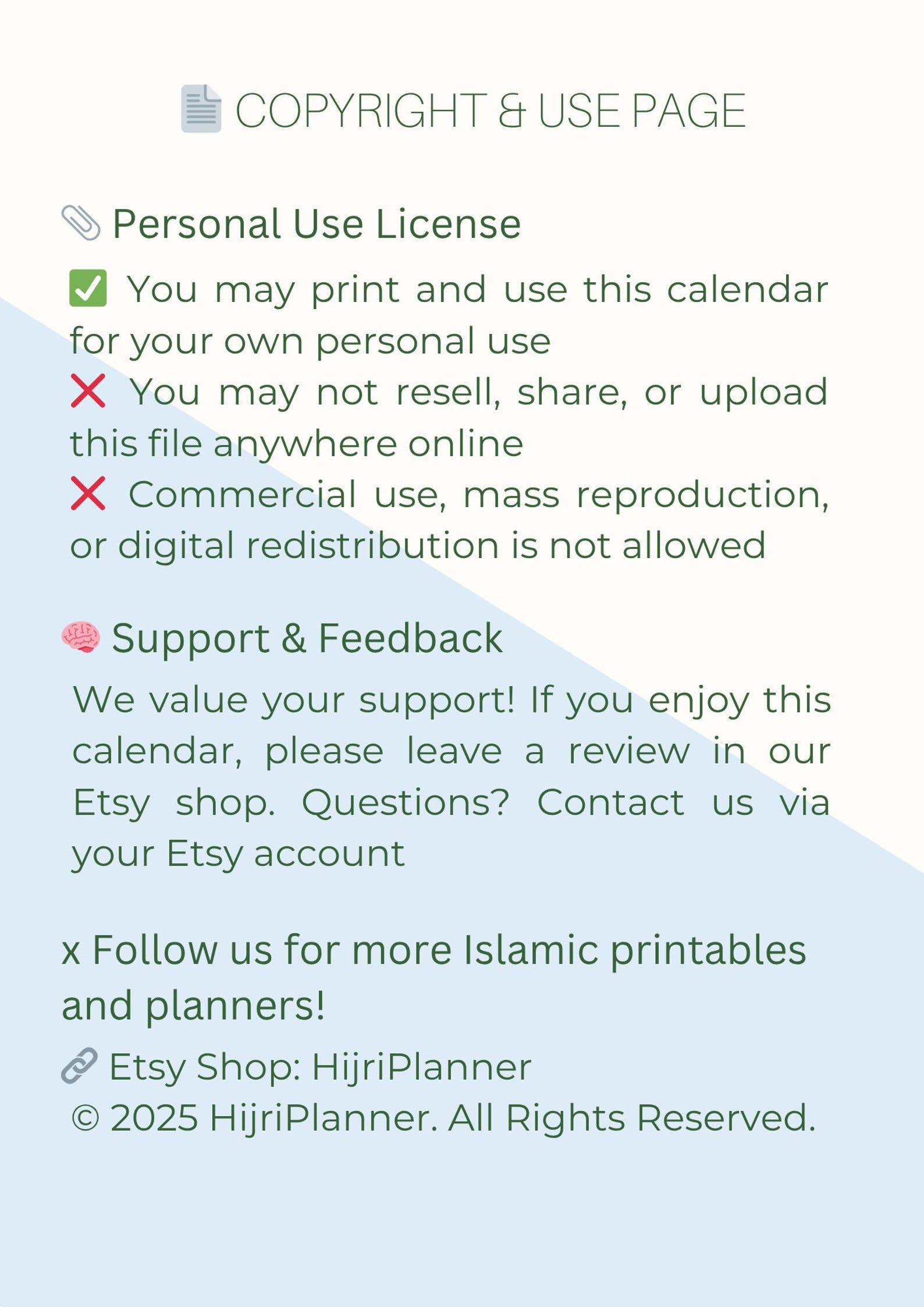 Hijri Calendar 1447 - Islamic 12-month Printable Calendar With Hijri ...