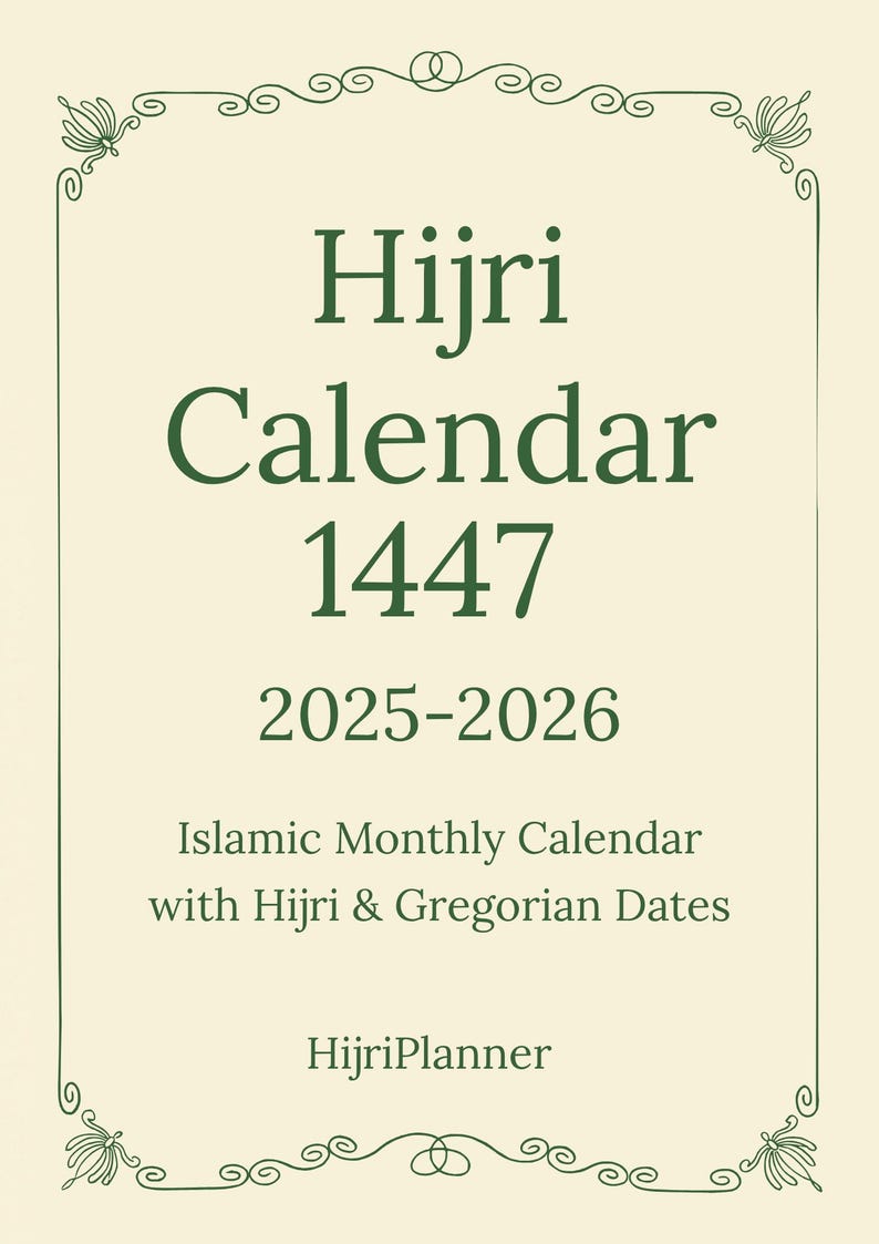 Hijri Calendar 1447 - Islamic 12-month Printable Calendar With Hijri ...