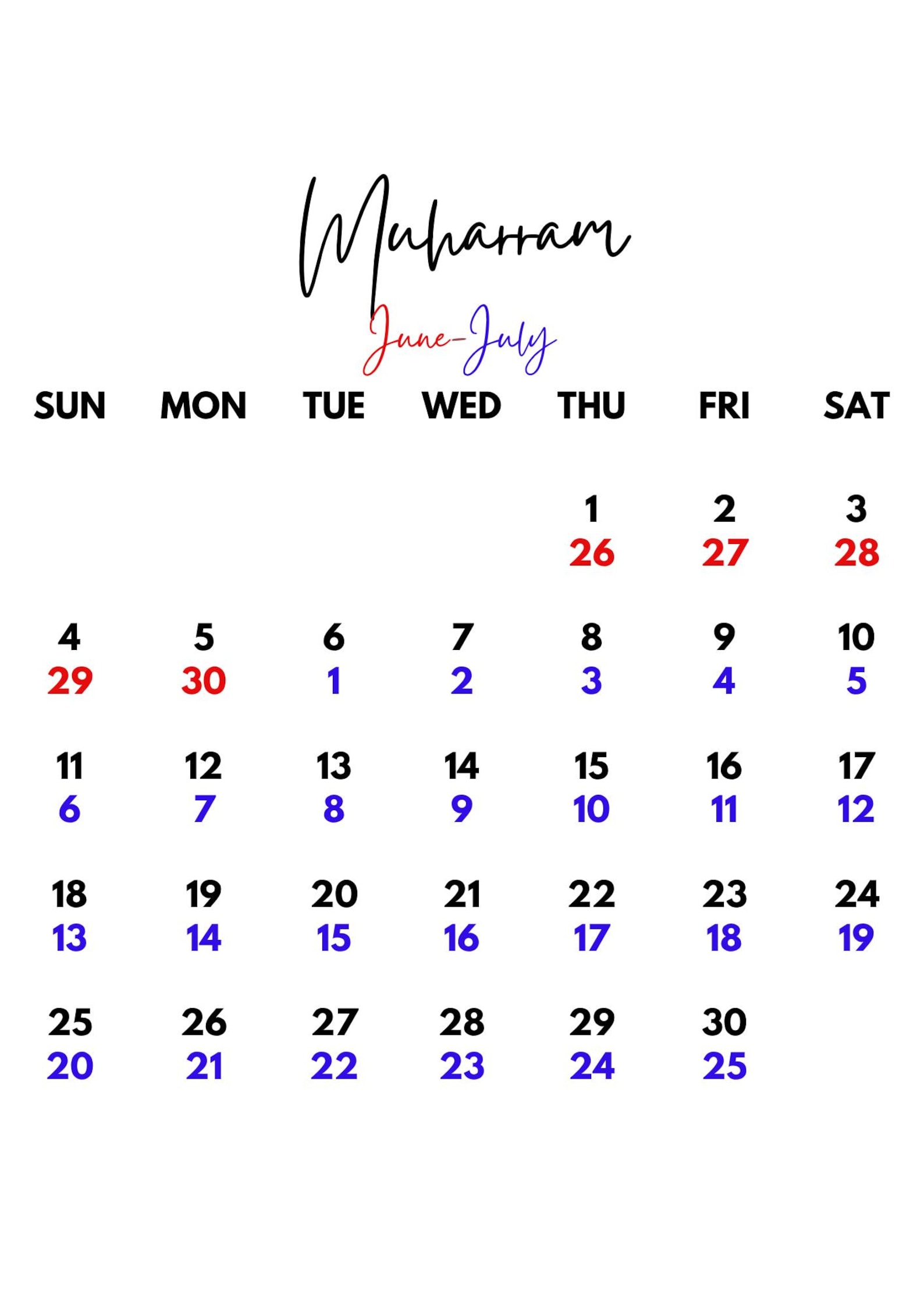Hijri Calendar 1447 – Hijri Islamic Calendar, One Page Islamic New Year ...