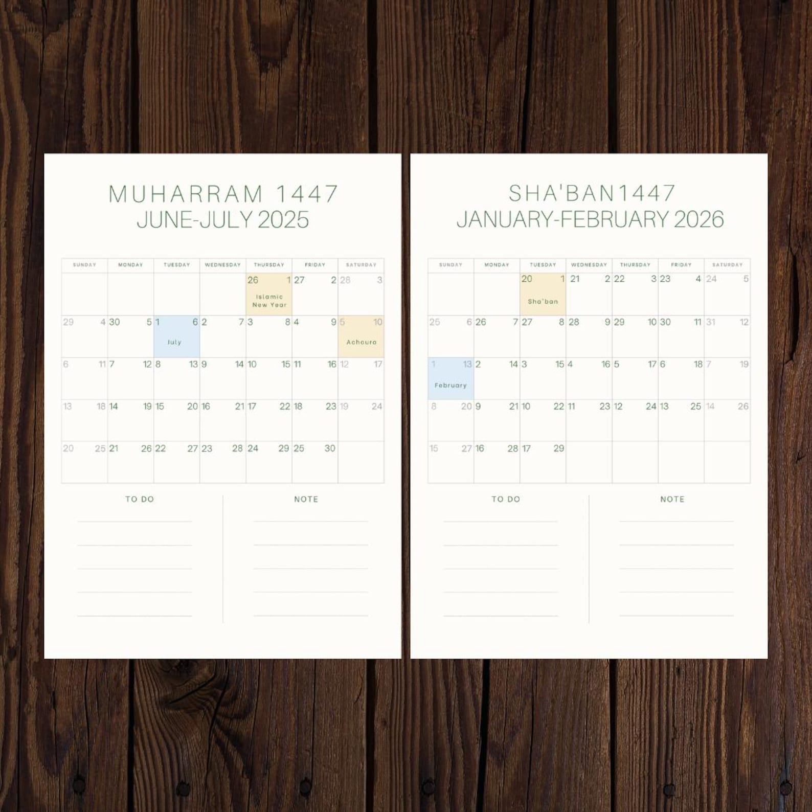 Hijri Calendar 1447 - Islamic 12-month Printable Calendar With Hijri ...