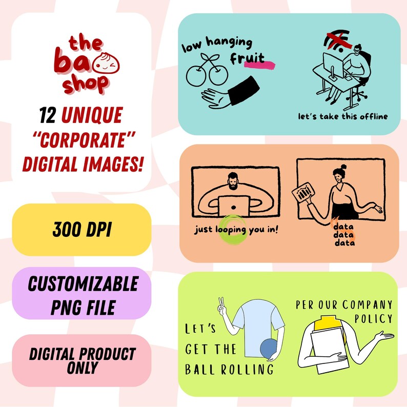 PNG Corporate Baddie Printable Bundle – Funny Digital Sticker Pack ...
