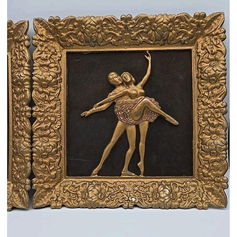 Set of 2 Vintage Ballerina Metal Ballet Dancers Framed One Piece - 10 ...