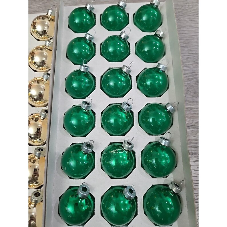 Vintage Rauch Glass Christmas Tree Ornaments 1" Shiny Metal Caps Lot of ...
