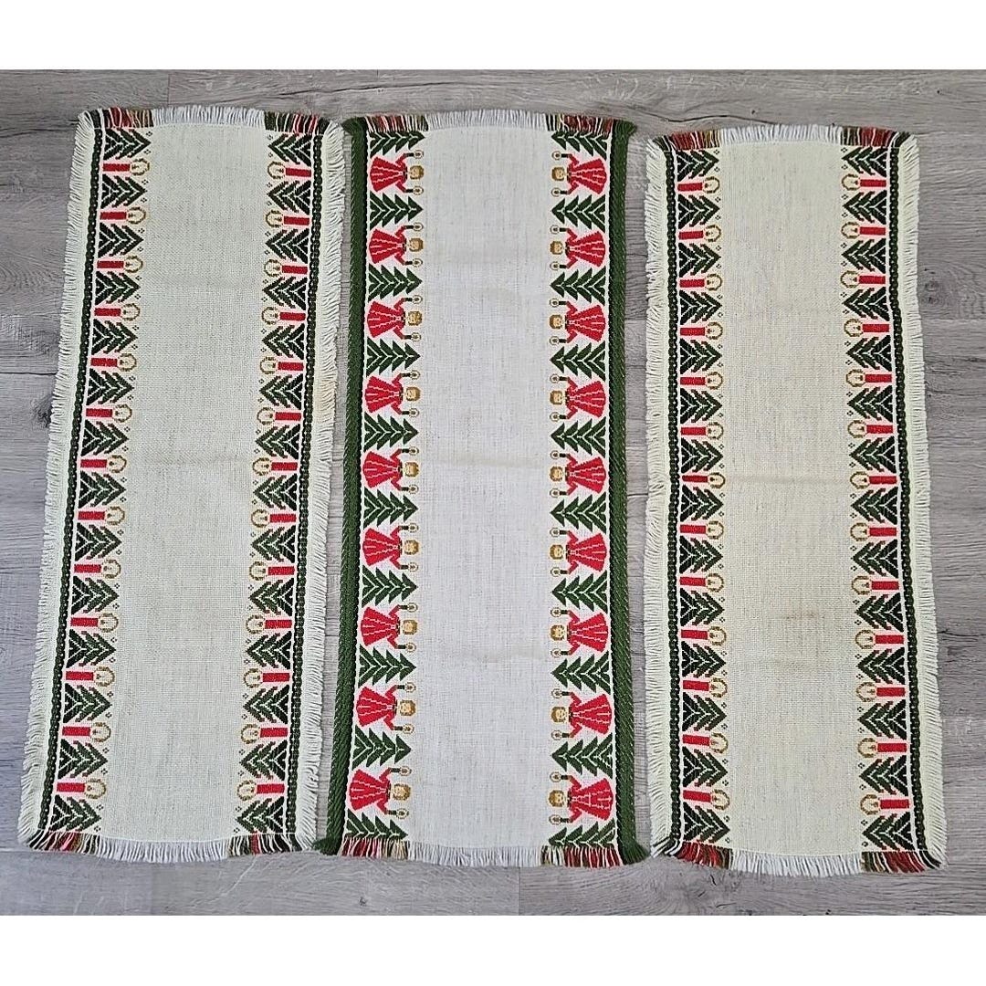 3 Vintage Scandinavian Christmas Runner Red Lucia Girls Trees Nordic ...
