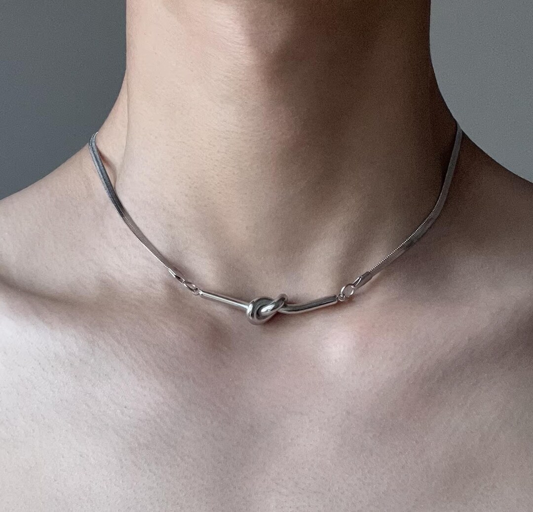 Minimal Knot Choker | Modern Sculptural Silver Necklace - Etsy