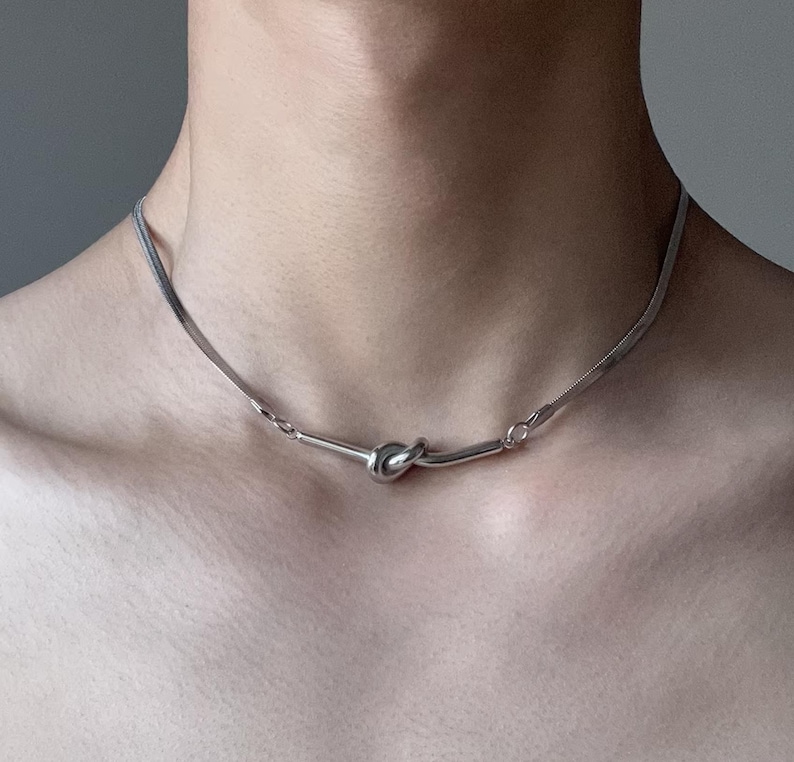 Minimal Knot Choker | Modern Sculptural Silver Necklace - Etsy