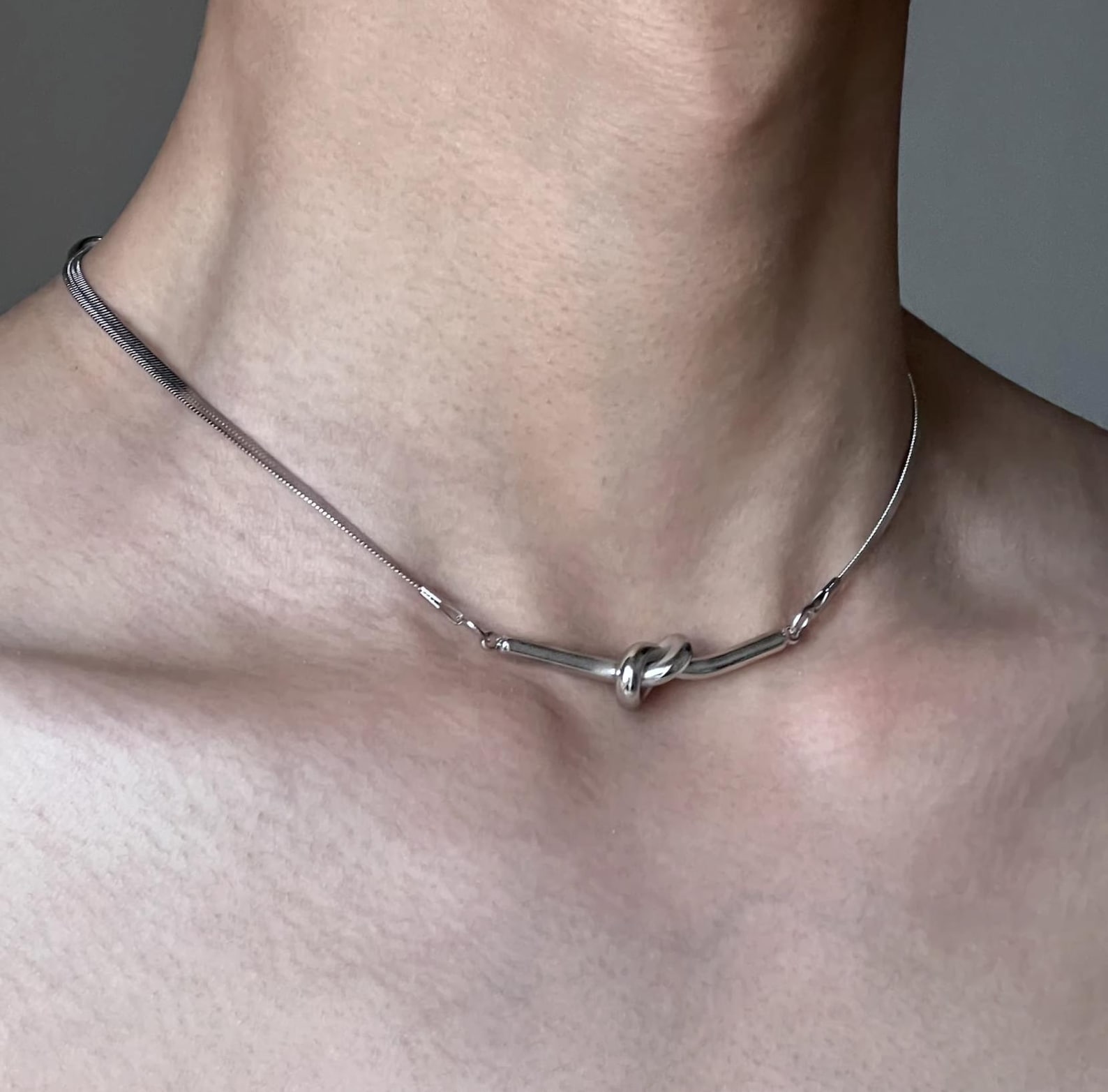 Minimal Knot Choker | Modern Sculptural Silver Necklace - Etsy