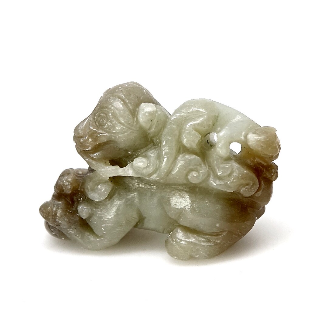 Vintage Chinese Hand Carved Jade Goat With Fox Figurine - CVC859 - Etsy