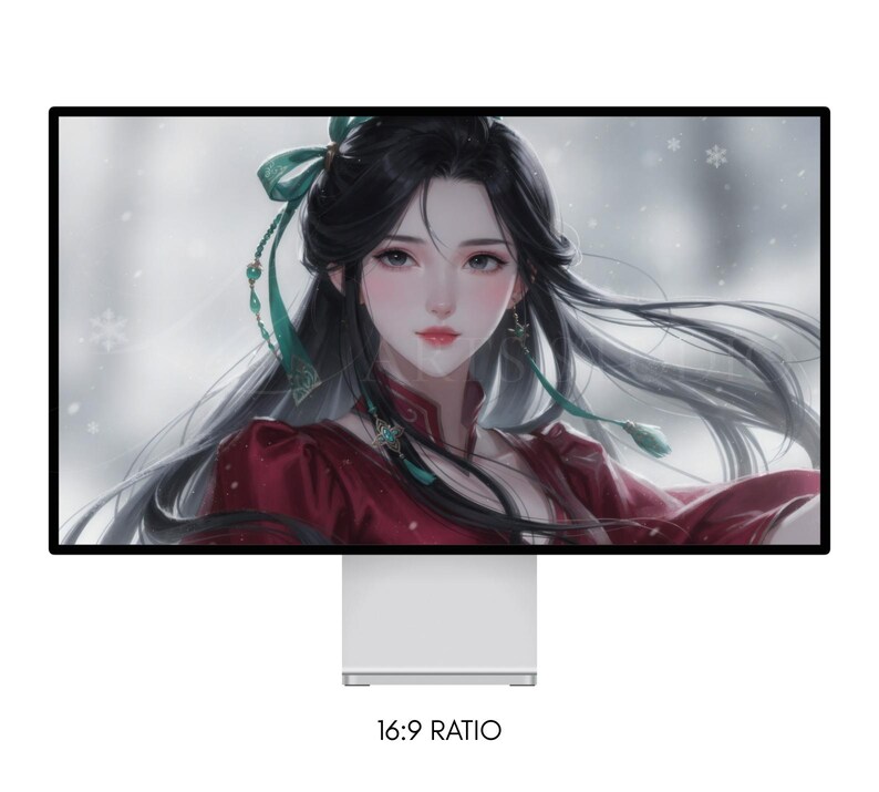 Crimson Jade Empress Anime Live Wallpaper, 8K Winter Snow Anime Girl ...