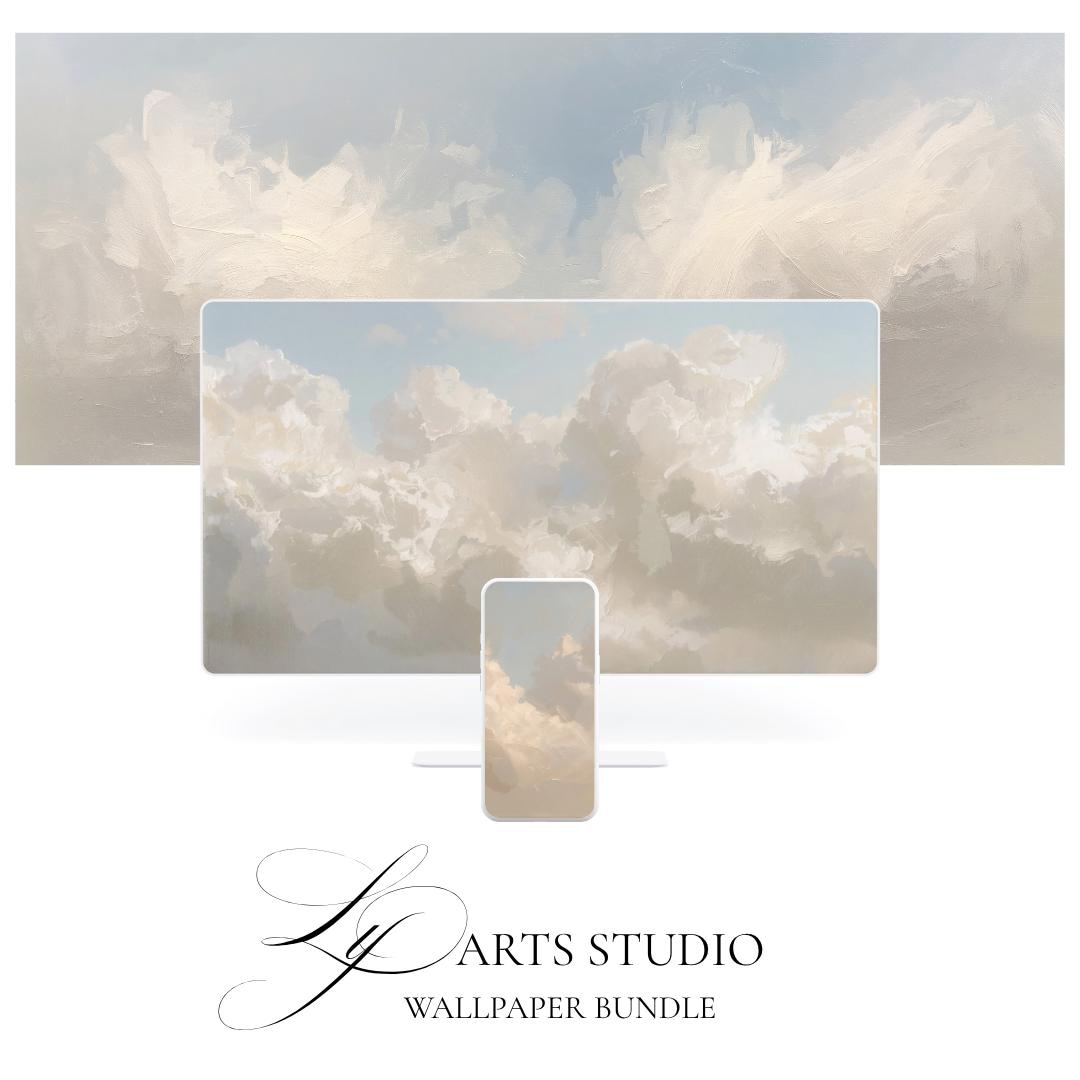 9-piece Neutral Cloud Wallpaper Bundle | Frame TV Art | Ultrawide ...