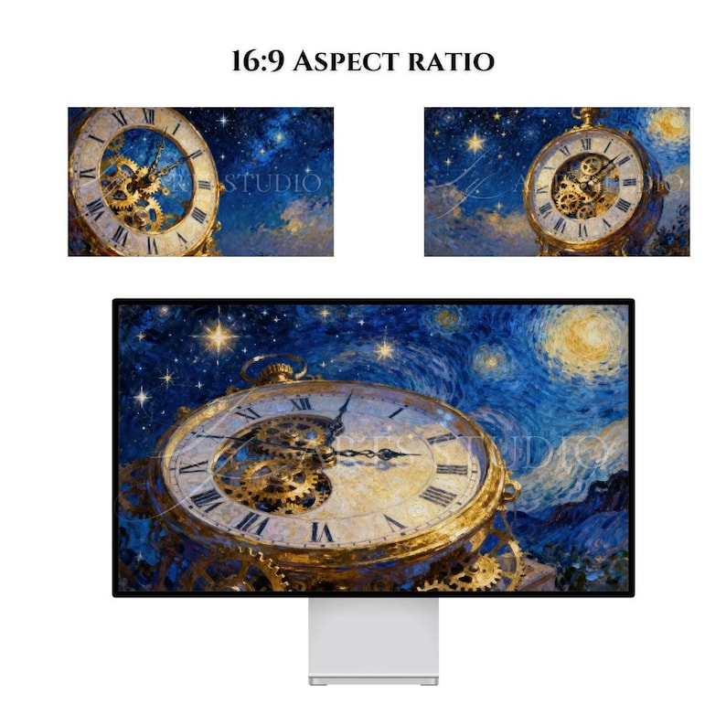 Celestial Clockwork Wallpaper Bundle - Steampunk Cosmic Digital Art ...