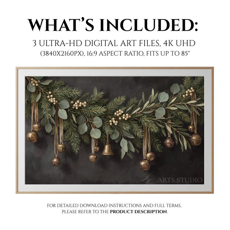 Vintage Christmas Garland Wallpaper Bundle | 3 Painterly 4K Art ...