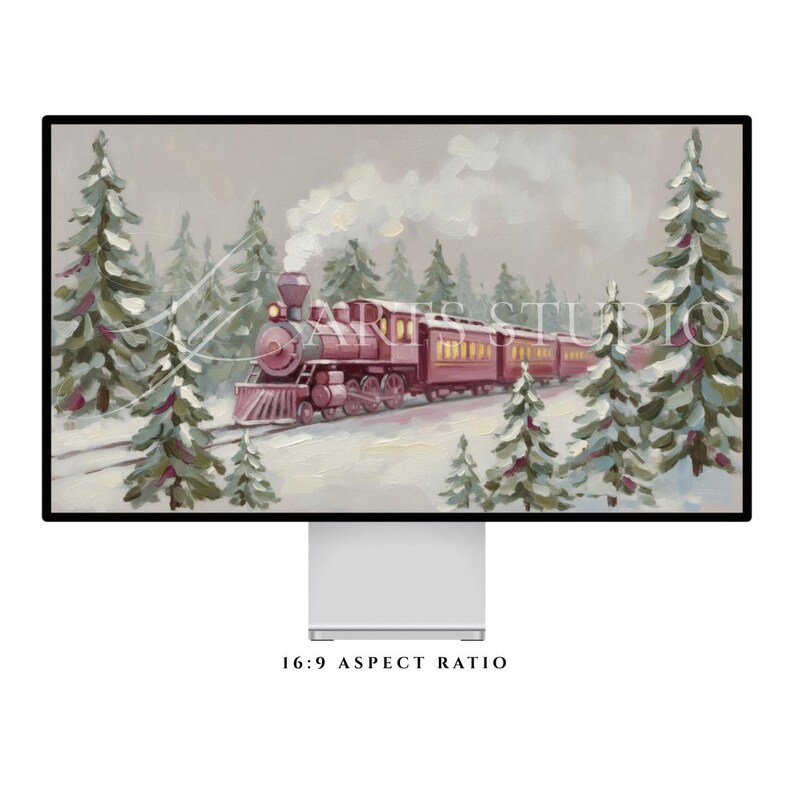 Winter Train Wallpaper Bundle| Impasto Oil Painting Style (digital ...