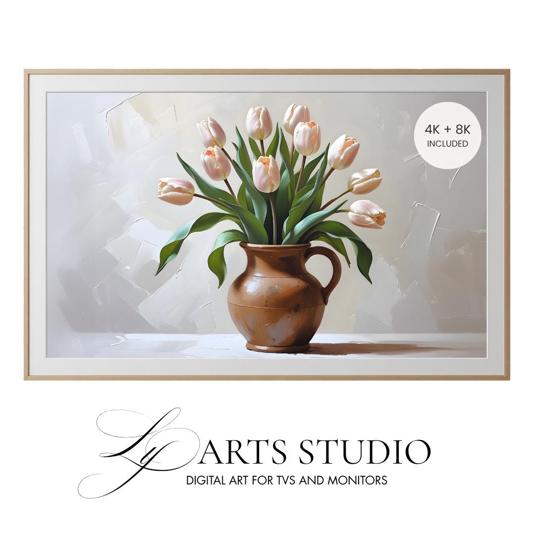 Pink Tulip Still Life Art: 4K/8K TV & Monitor Wallpaper (digital ...