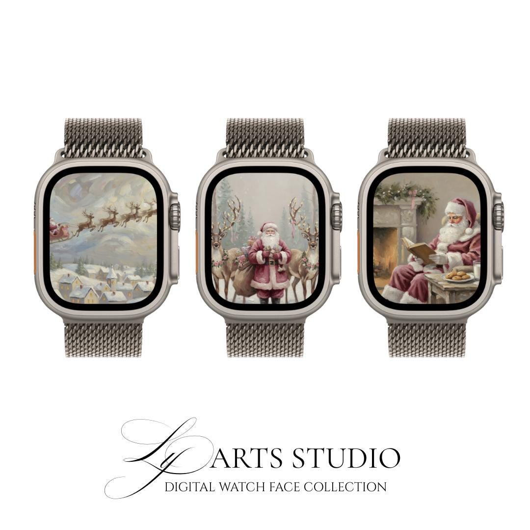 Vintage Santa Claus Smartwatch Wallpaper Bundle | Christmas Watch Faces ...