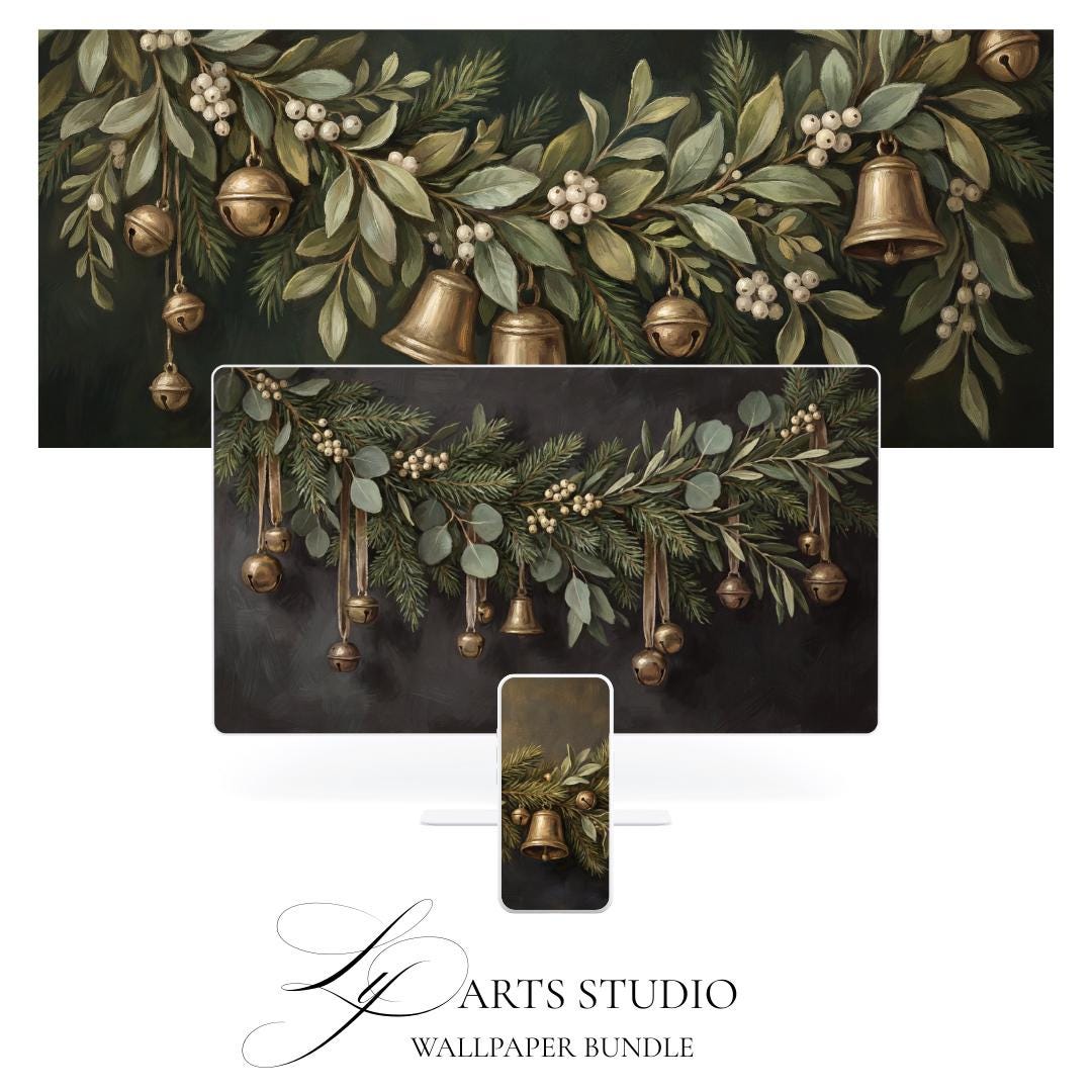 Vintage Holiday Garland Wallpaper Collection | 3 Painterly Christmas ...