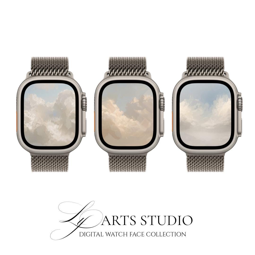Neutral Cloudscape Smartwatch Wallpaper: Fine Art Watch Face Bundle ...