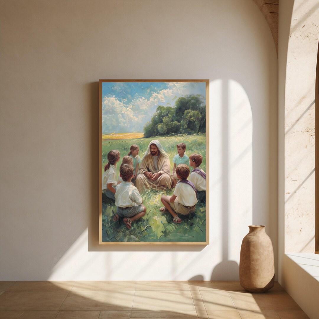 Jesus With Children Art- Christian Wall Art, Faith-based Nursery Decor ...