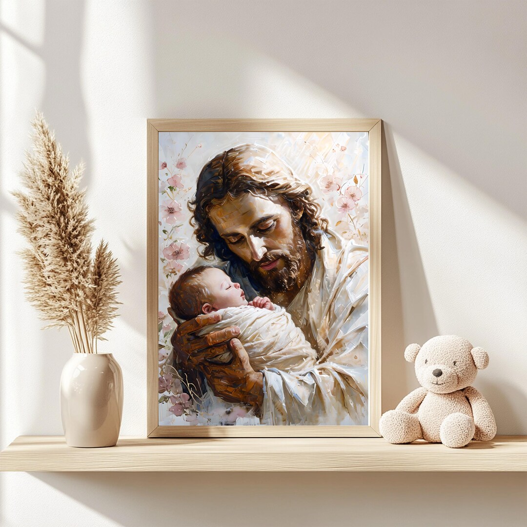 Jesus Holding Baby Wall Art- Christian Digital Download, Savior and ...