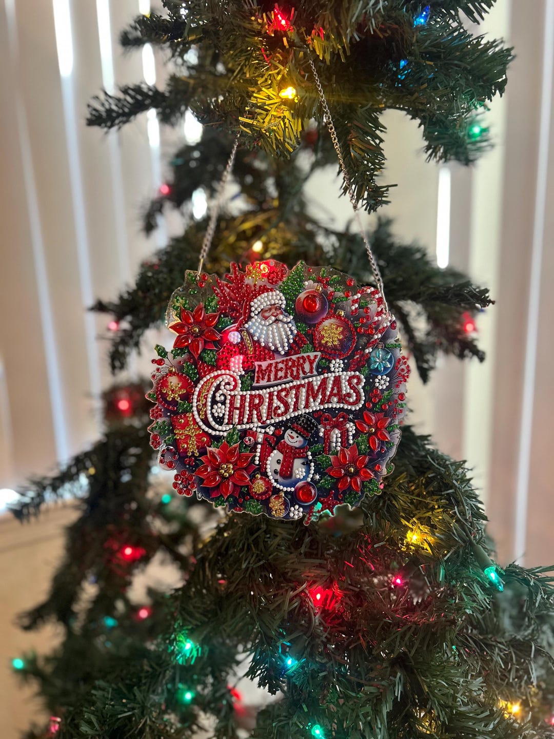 Merry Christmas Hanging Sign - Santa, Snowman and Holiday Florals - Etsy