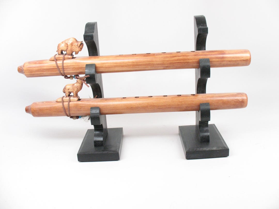 Native American Flute Stand Holder Display Holds Two Flutes #419 Black ...