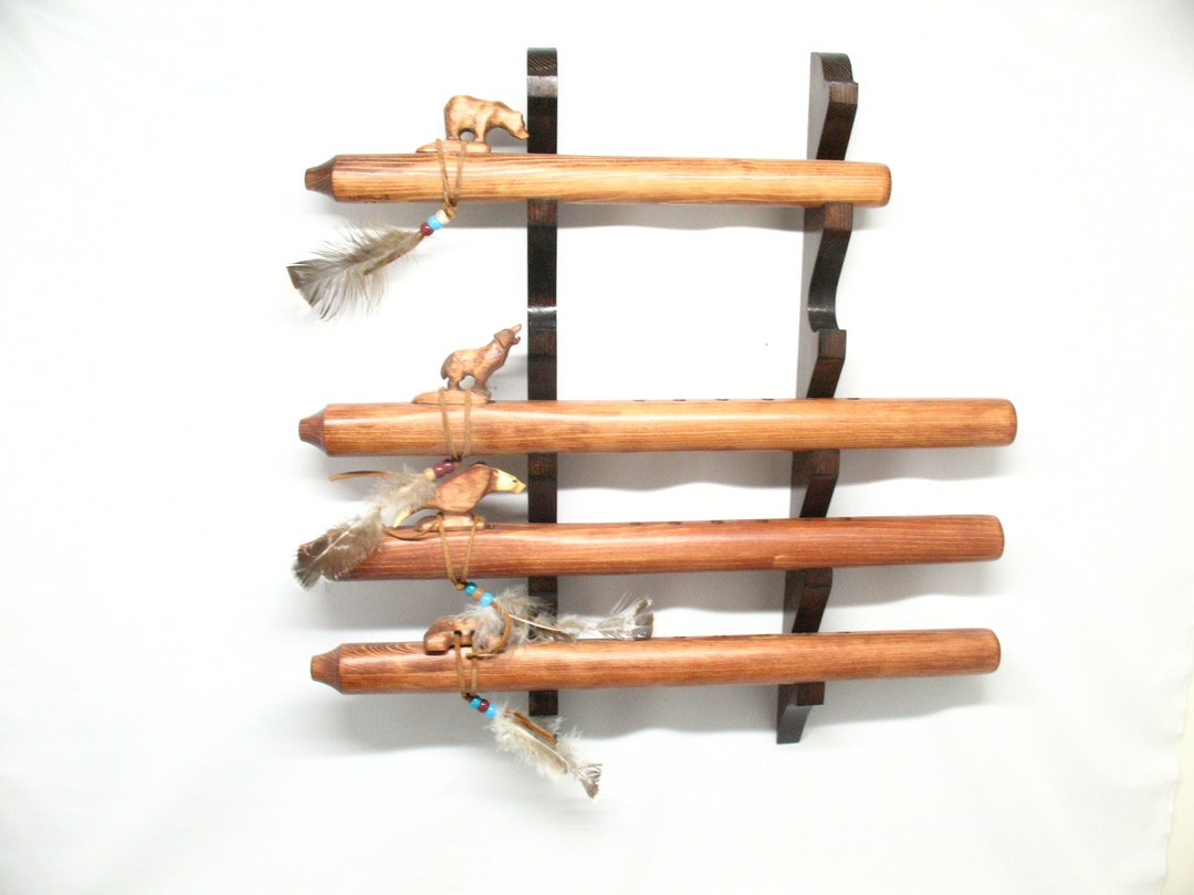 Wall Hanging Native American Flute Stand Holder Display Holds 5 Flutes ...