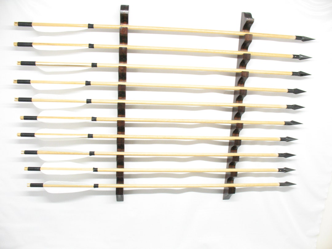 Wall Hanging Archer Arrow Stand Bow Hunter Archery Display Holds Ten ...