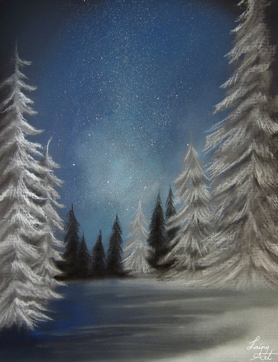 Winter Tree Drawing With Snow