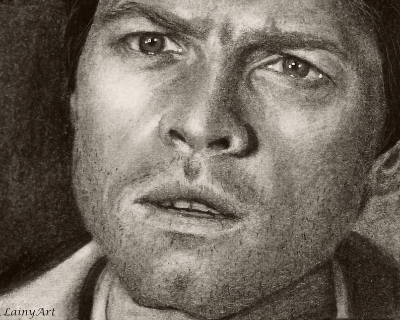 Castiel Misha Collins Art Print Supernatural Realistic | Etsy