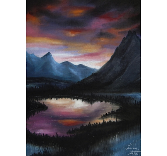 Mountain Sunset Drawing