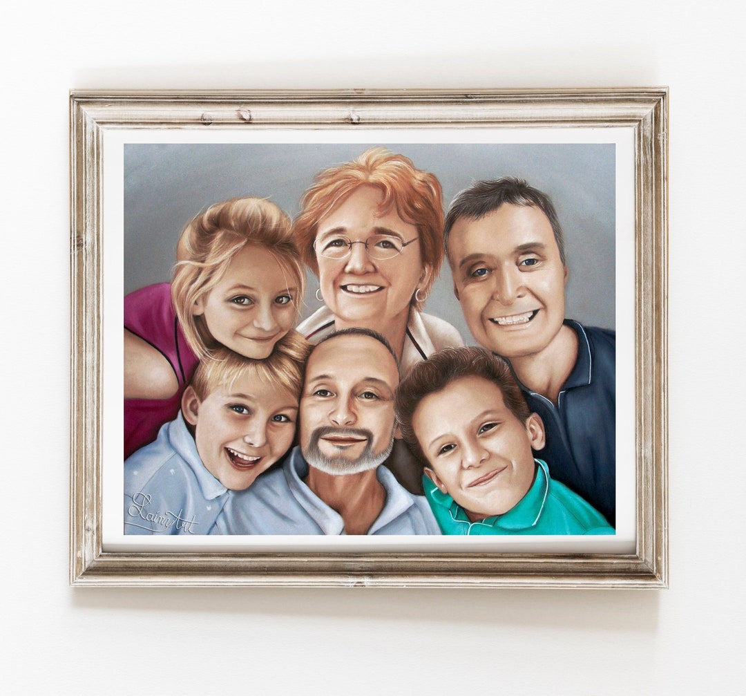 Handpainted Pastel Family Drawing Family Portrait From Your - Etsy